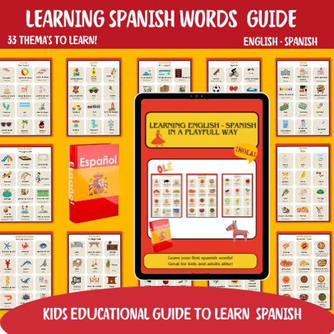 Printable Guide to Learn English spanish Words Kids Educational Guide ...