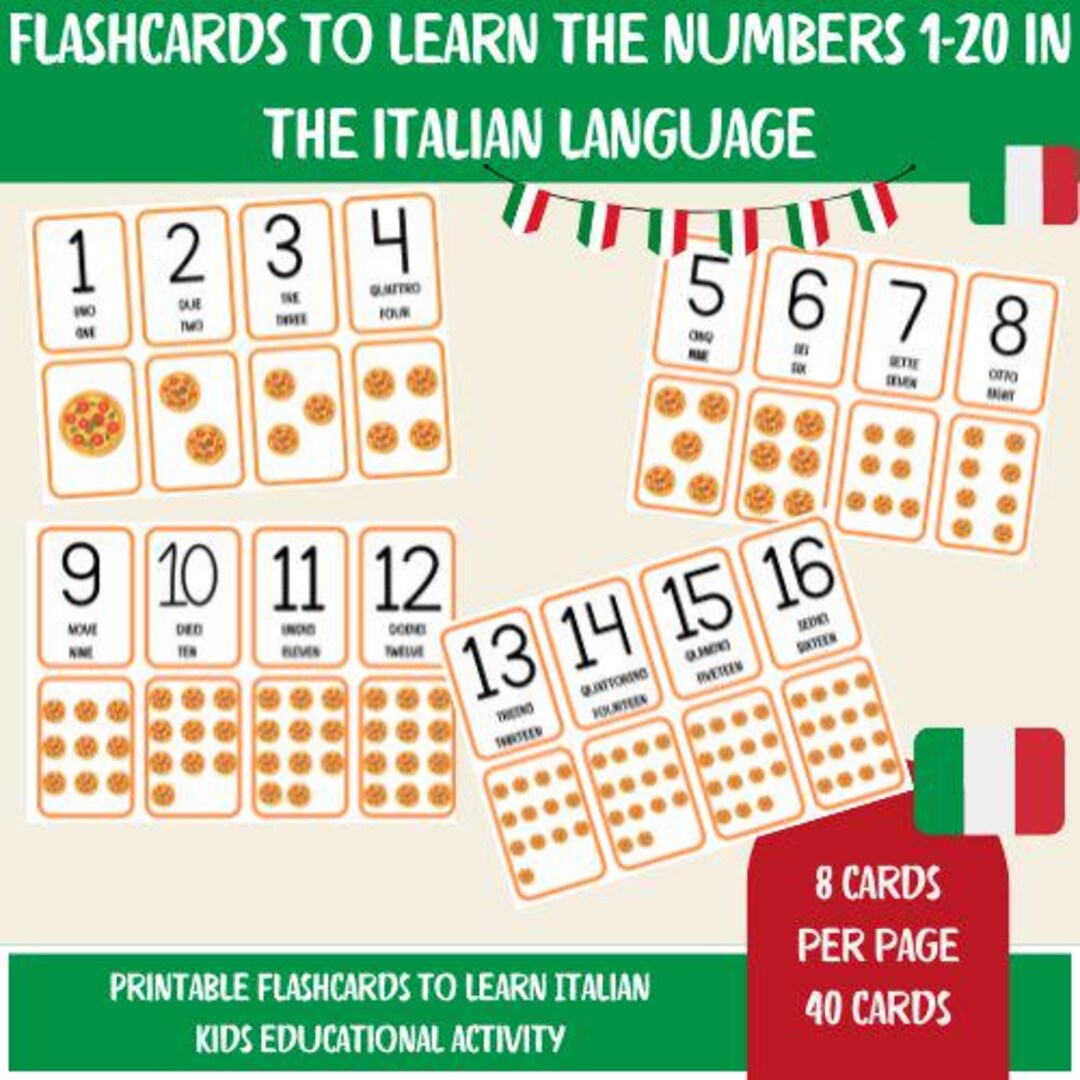 Italian Flashcards for Kids - Learn Numbers - Bilingual Educational ...