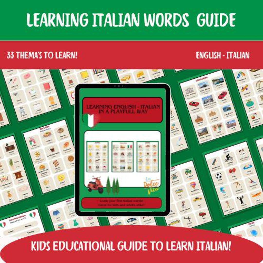 Printable Guide to Learn English - Italian Words | Kids Educational ...