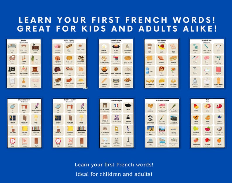 Printable Guide to Learn French Words | Kids Educational Guide to Learn ...