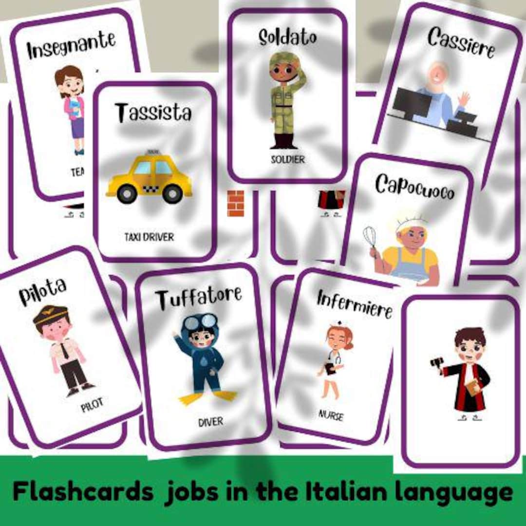 Printable Flashcards for Language Learning - Italian Montessori Cards ...