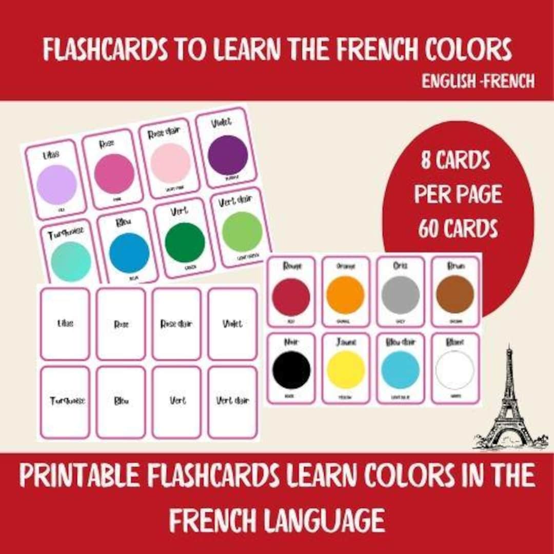 French Flashcards for Kids - Learn Colors in French and English ...