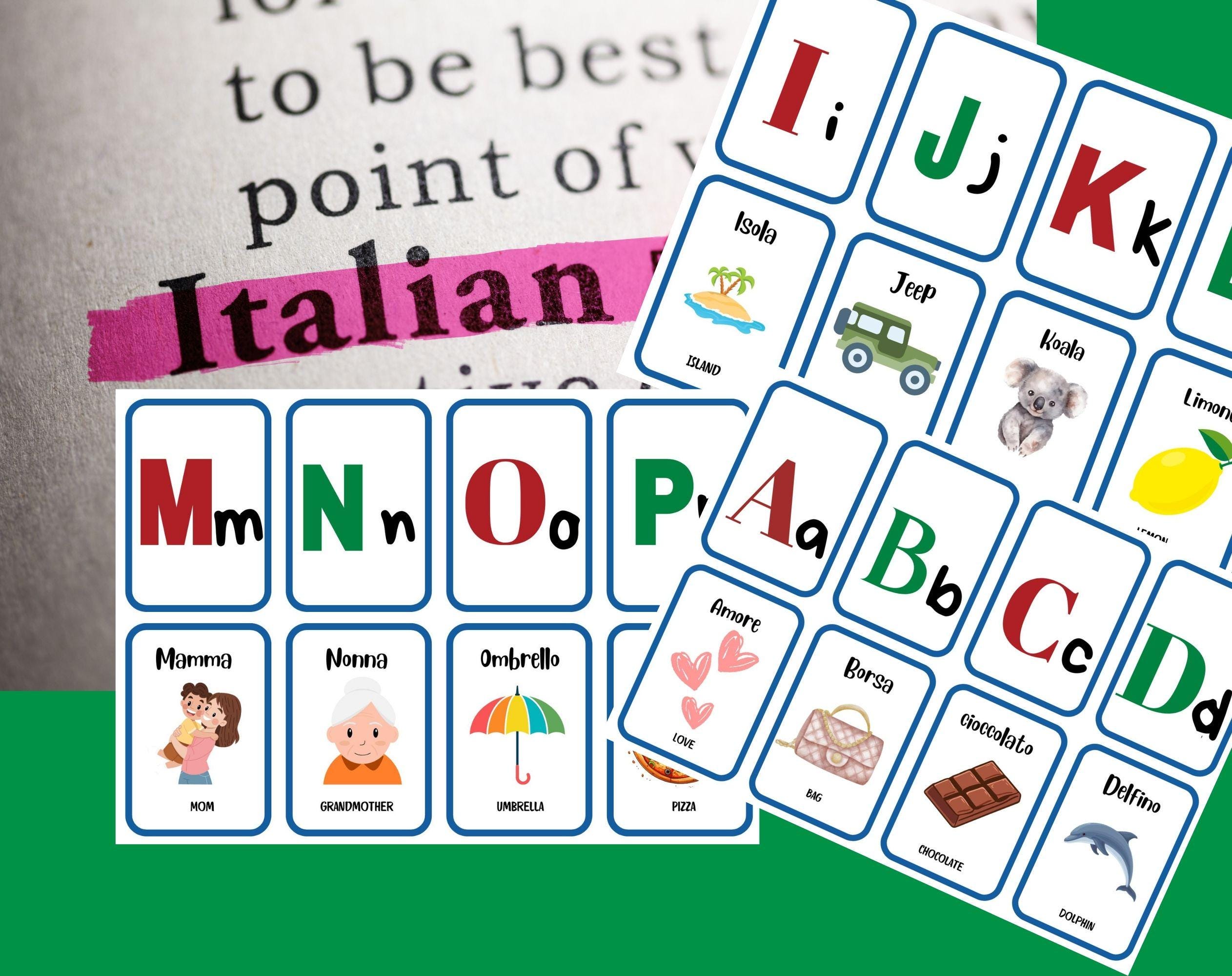 Italian Flashcards for Kids - Learn Abc Alphabet- Bilingual Educational ...