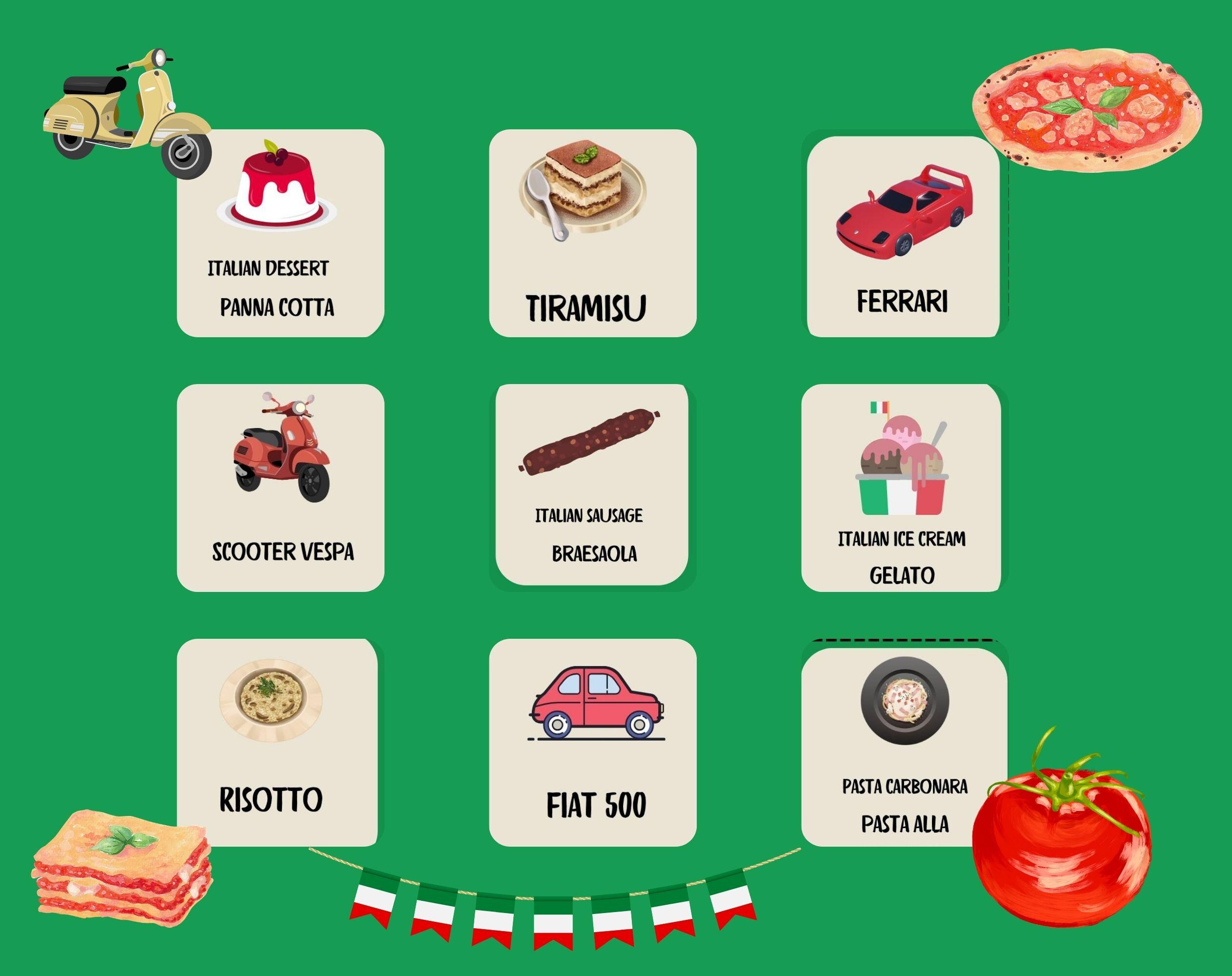 Printable Memory Game Italian Style | Learn English - Italian in a ...