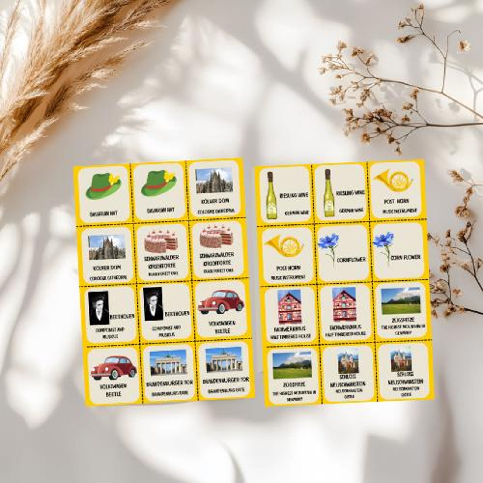 Printable Memory Game German Style | Learn English - German in a ...