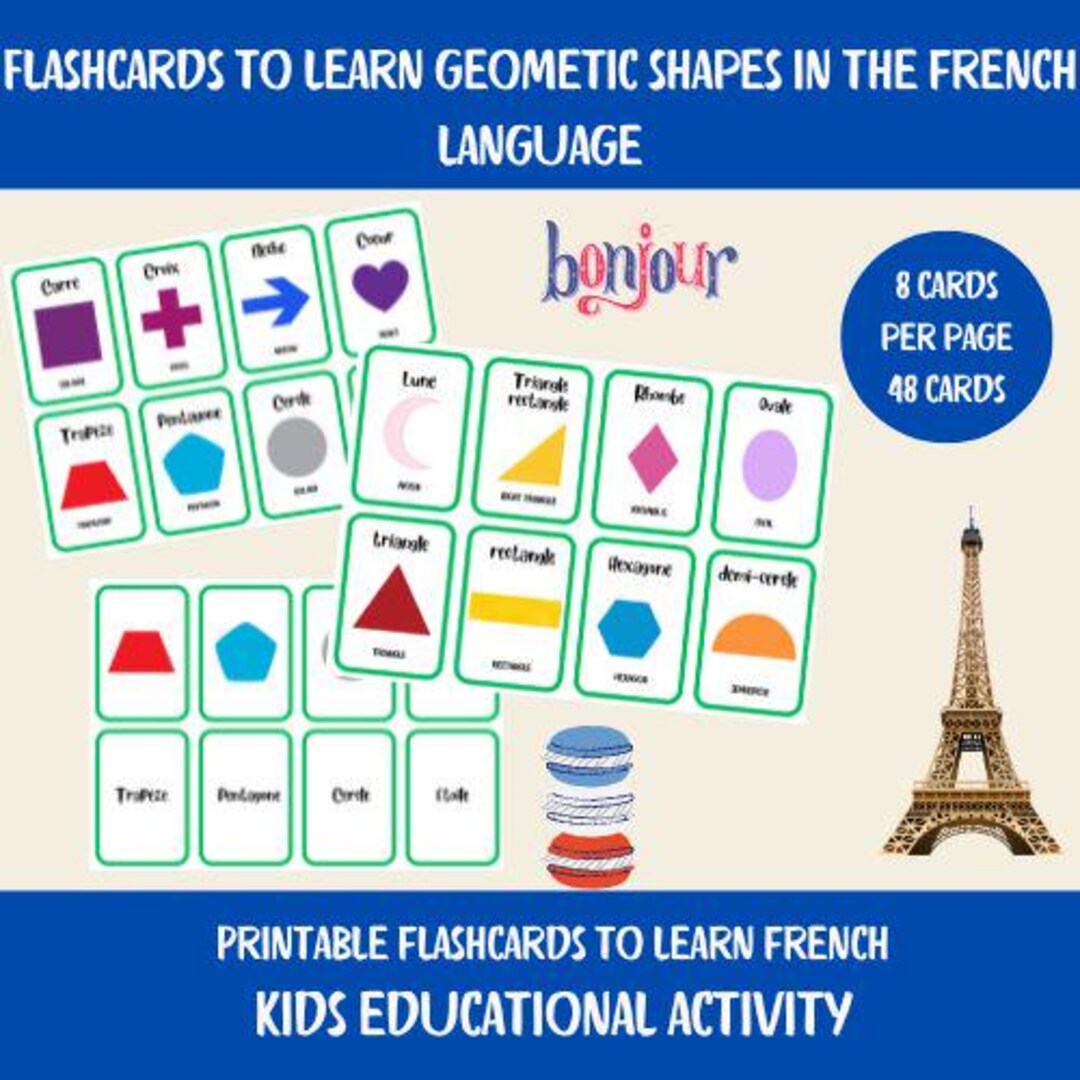 French Flashcards for Kids - Learn Geometric Shapes in French and ...