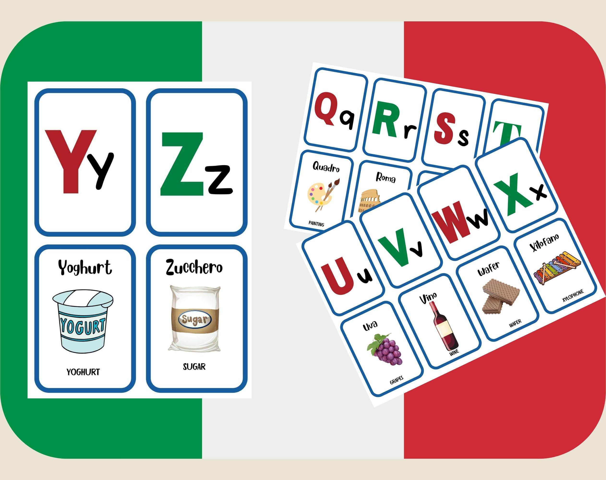 Italian Flashcards for Kids - Learn Abc Alphabet- Bilingual Educational ...