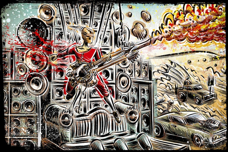 Doof Warrior Mad Max Art Print Guitar Player Fury Road Joe Badon - Etsy