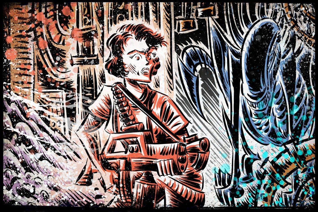 Ripley and the Alien Art Print. Aliens, Sigourney Weaver, Joe Badon ...