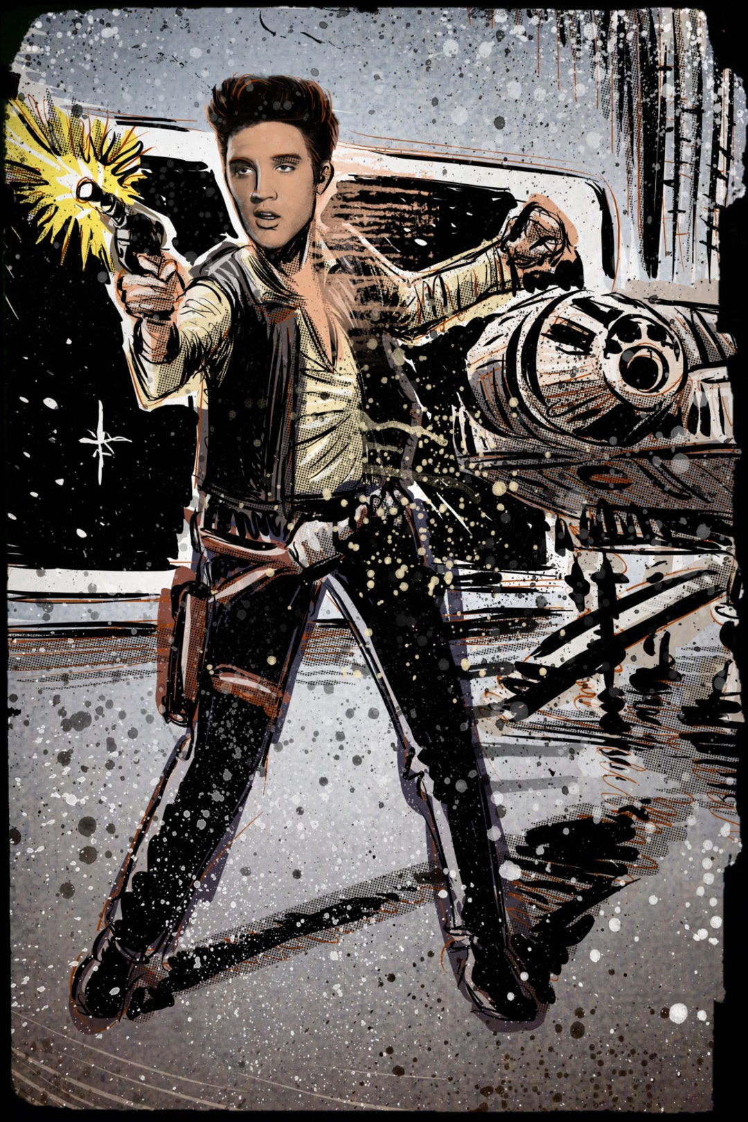 Elvis Han Solo Art Print, Christmas Collage Art Wall Art. Home Decor ...