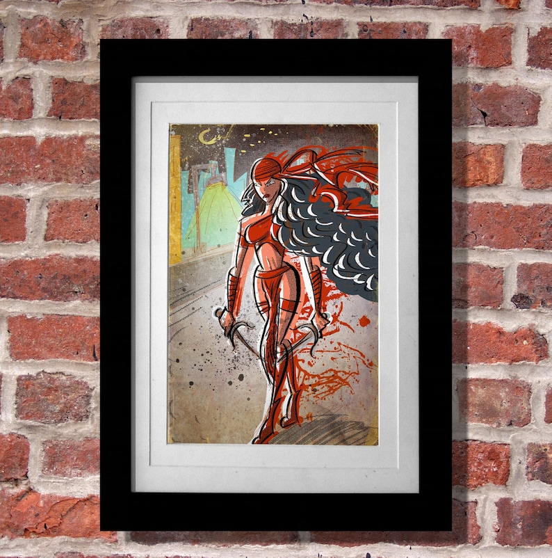 Elektra Art Print, Marvel, Super Hero, Female, Woman, Comic Book,lady ...