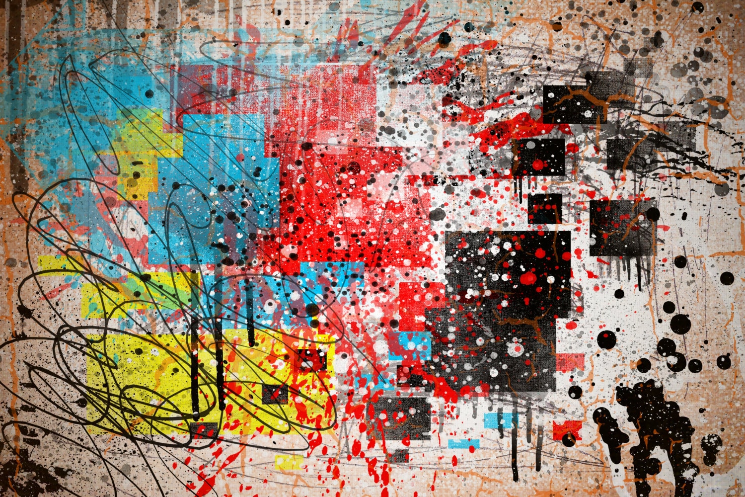 Abstract Splatter Paint Print. Thrown Paint Jackson Pollock - Etsy