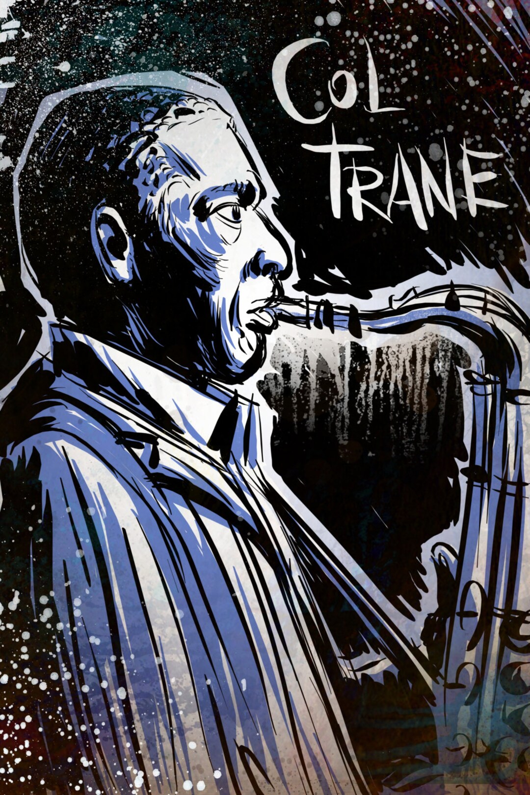 John Coltrane Art Print. Jazz Illustration Free Jazz Music Saxophone ...