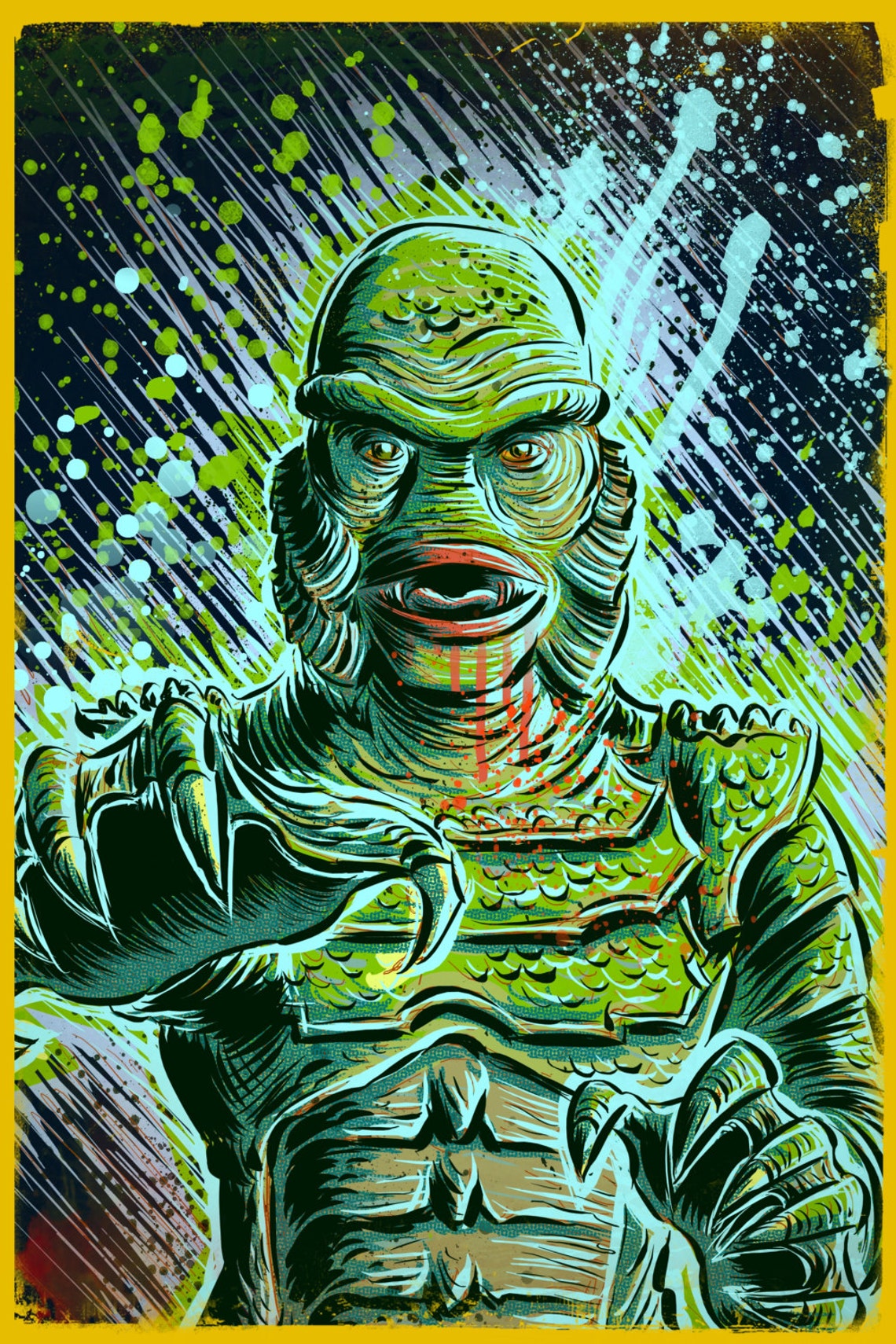 Creature From the Black Lagoon Art Print Halloween Monster - Etsy