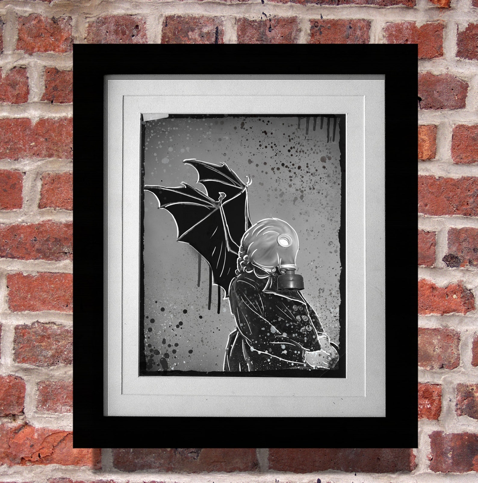 Girl Gas Mask Vampire Wings Art Print. Dracula Gothic Emo - Etsy