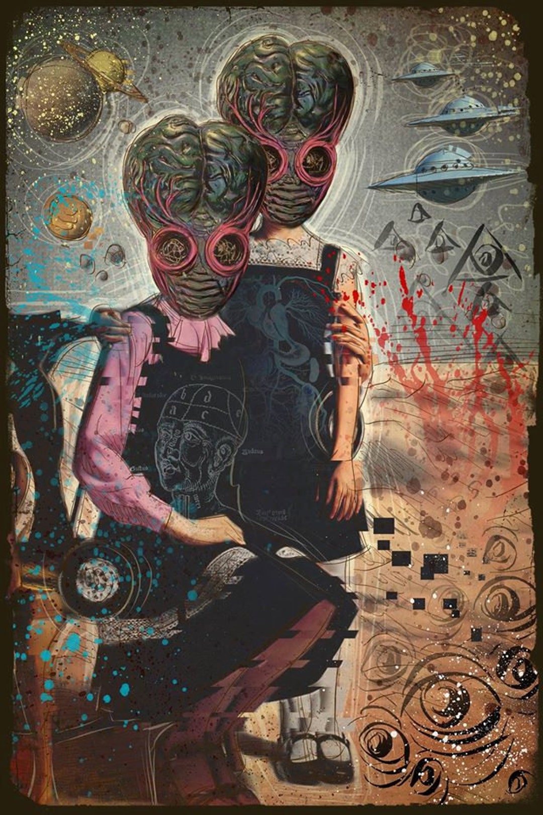 Mother and Daughter Alien Collage Art Print This Island Earth UFO Sears ...