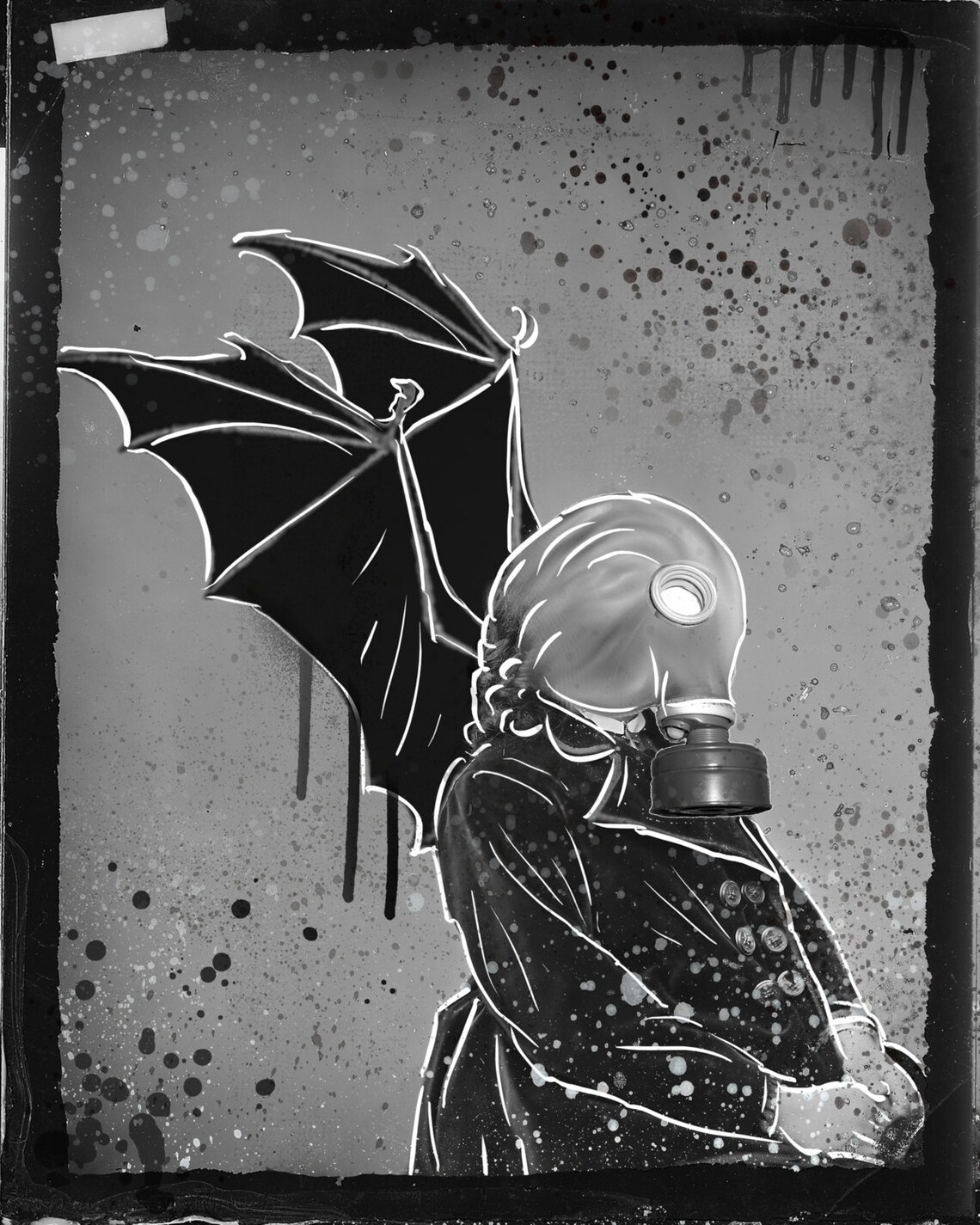 Girl Gas Mask Vampire Wings Art Print. Dracula Gothic Emo - Etsy