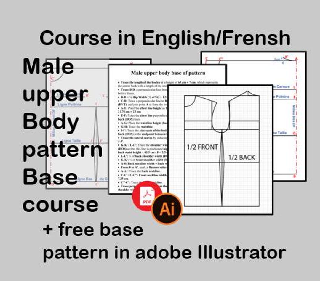 Male Upper Body Sewing Pattern Course: Step-by-step (adobe Illustrator ...