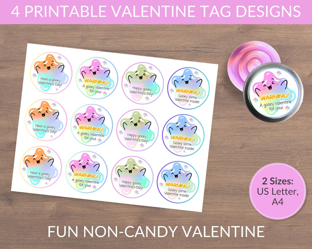 Slime Valentine Printable, Classroom Valentine Tag, Non Candy ...