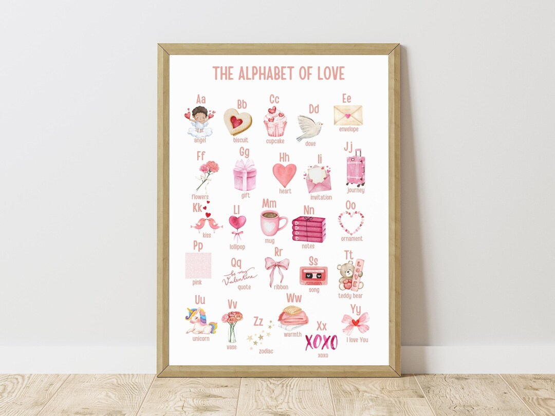 Valentine’s Day ABC Poster – Printable Alphabet Chart for Toddlers, Pre ...