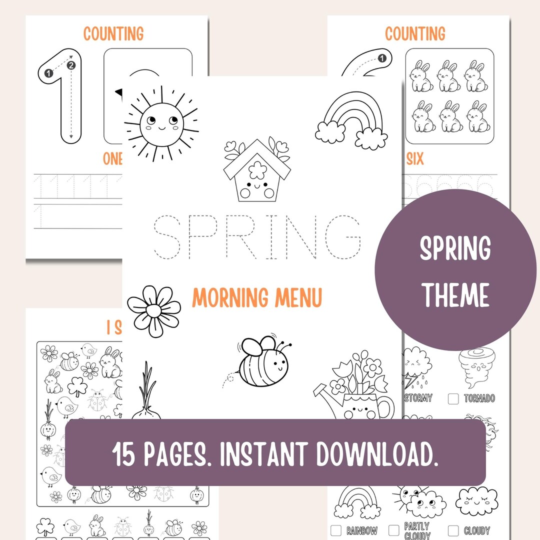 Spring Busy Book Preschool and Kindergarten Worksheets Tracing Numbers ...