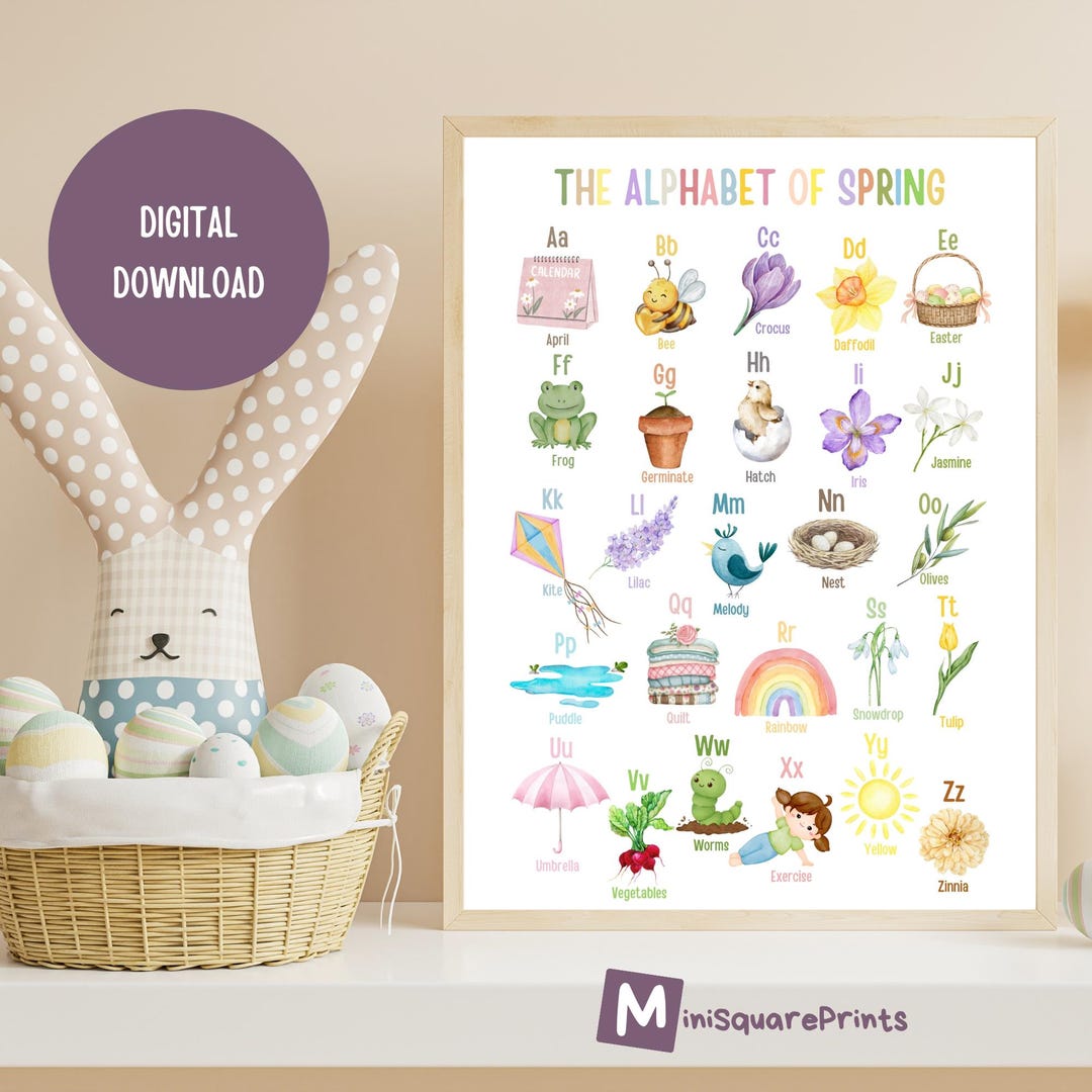 Spring Alphabet Poster | Watercolor ABC Printable | Kids Room ...