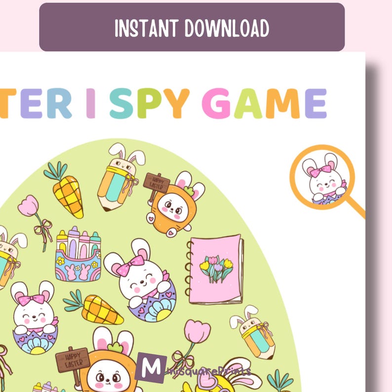 Easter I Spy Game for Kids Printable Easter Worksheets Find Hidden ...