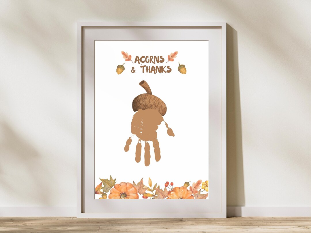 Acorn Handprint Craft, Fall Kids Art Printable, Thanksgiving Keepsake ...