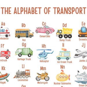Transport ABC Poster, Educational Alphabet Wall Art, Kids Learning ...