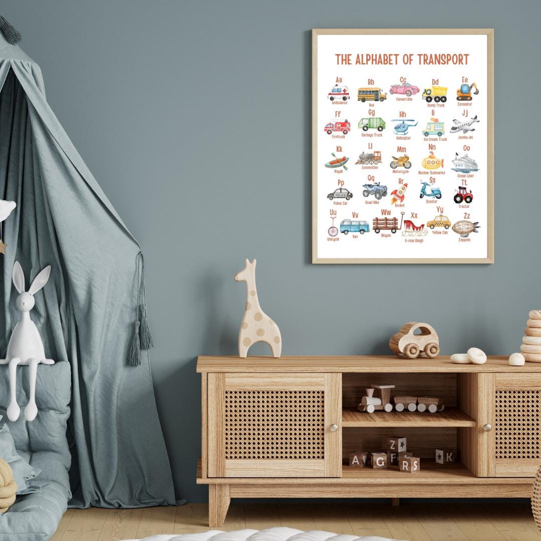 Transport ABC Poster Educational Alphabet Wall Art Kids Learning Print ...