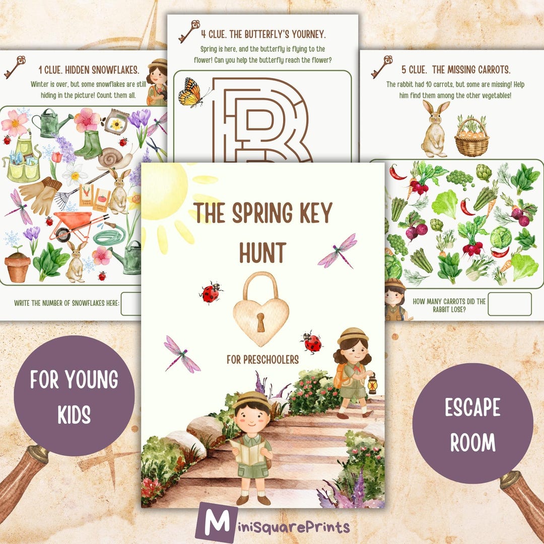 Spring Treasure Hunt Kids Scavenger Hunt Clues Easter Escape Game Home ...