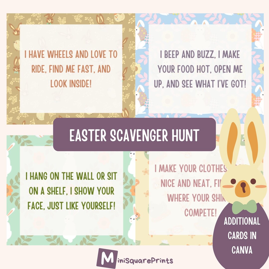 Easter Egg Hunt Clue Cards Printable Scavenger Hunt Editable Game for ...