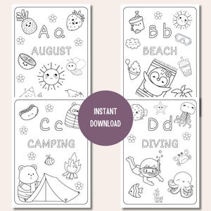 Summer Alphabet Coloring Book: A-Z Printable Kids Activity (PDF ...