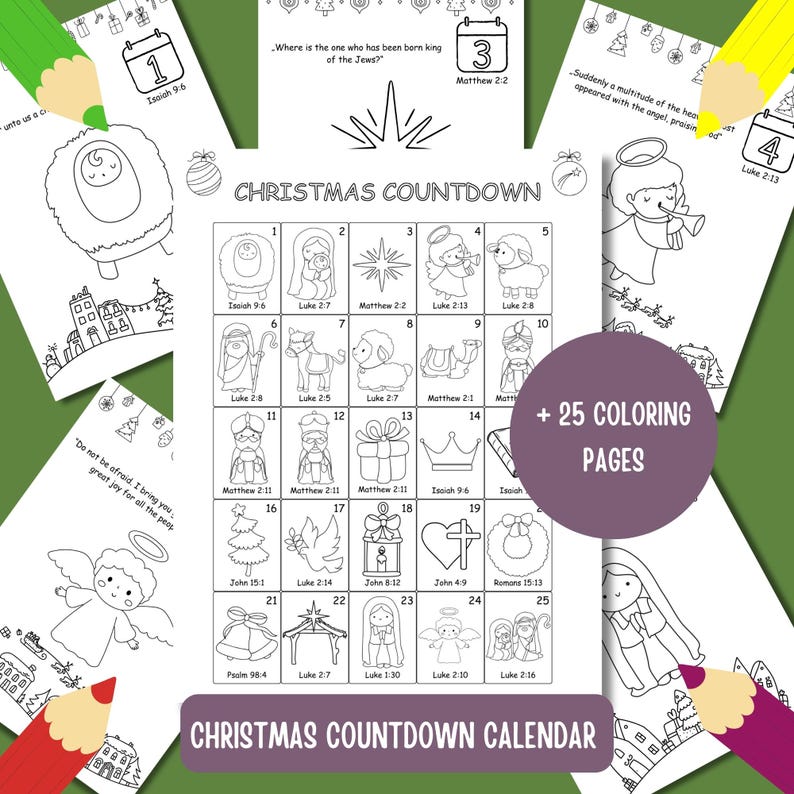 Nativity Advent Calendar for Kids, Christian Christmas Countdown ...