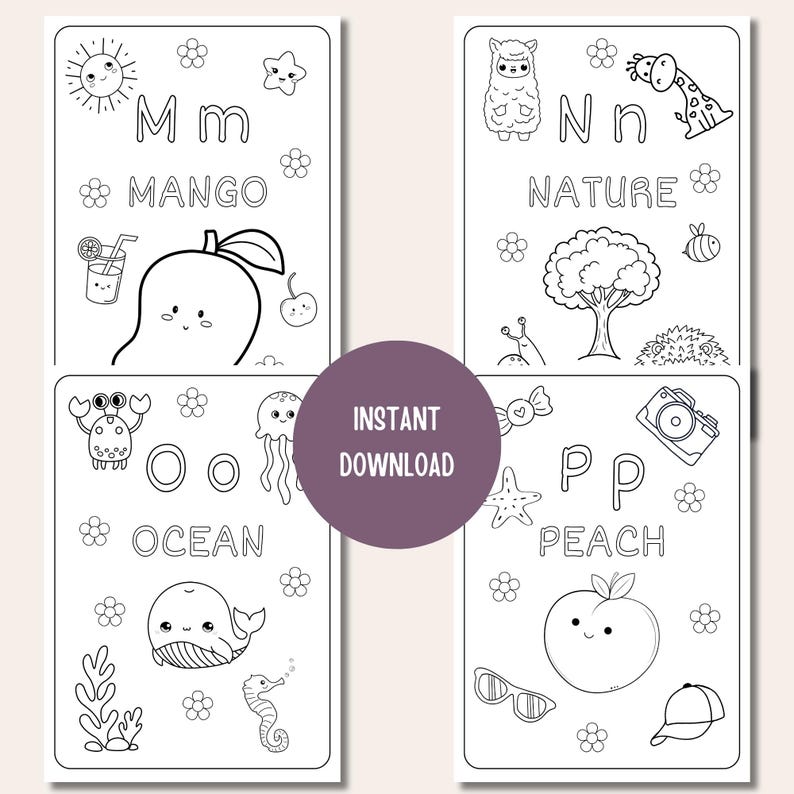 Summer Alphabet Coloring Book: A-Z Printable Kids Activity (PDF ...