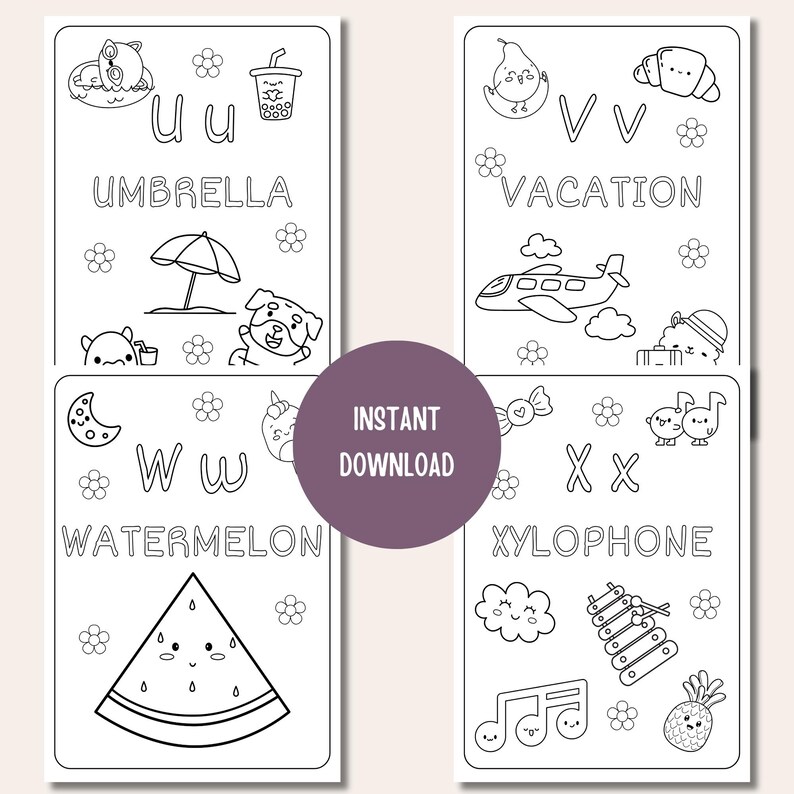 Summer Alphabet Coloring Book: A-Z Printable Kids Activity (PDF ...