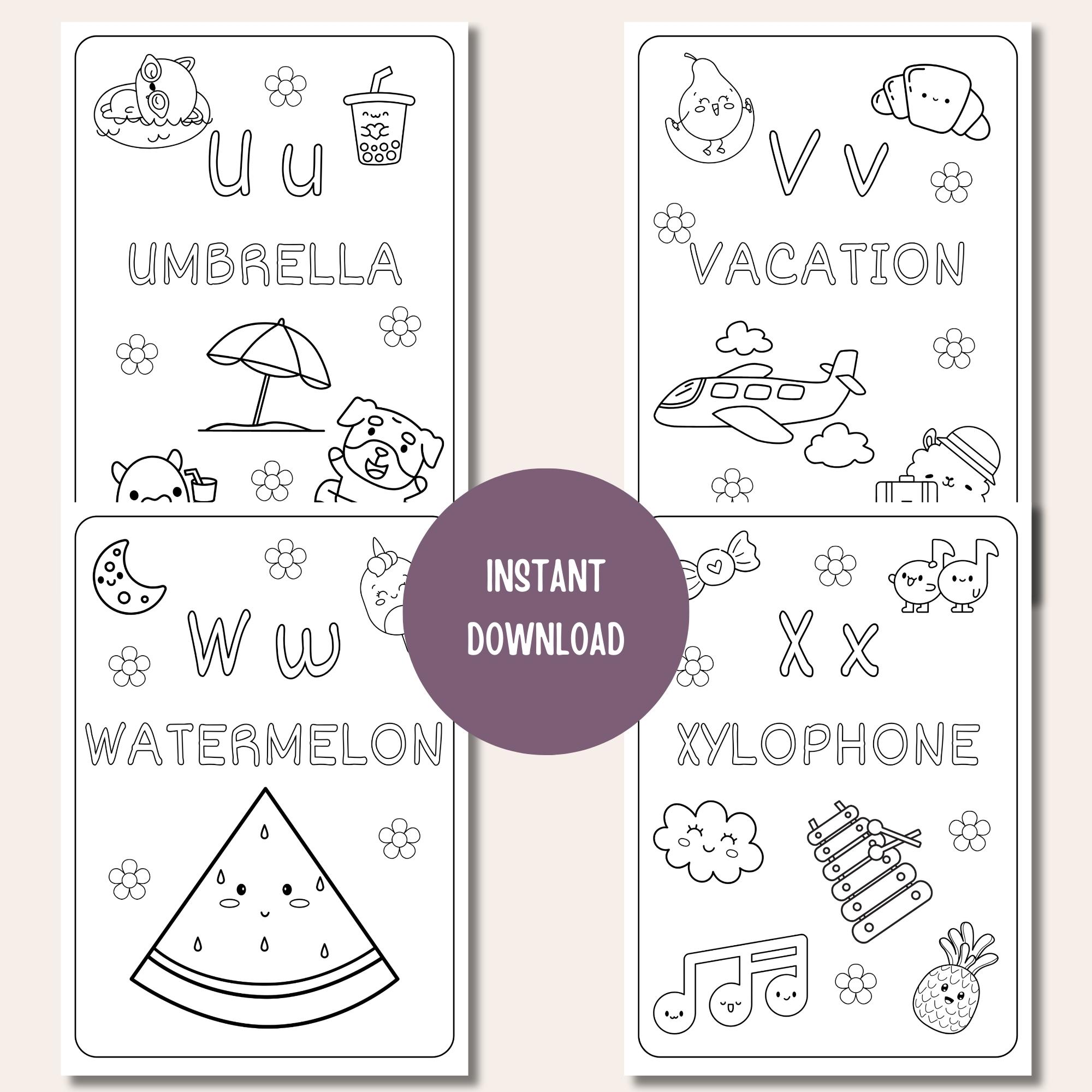 Summer Alphabet Coloring Book: A-Z Printable Kids Activity (PDF ...