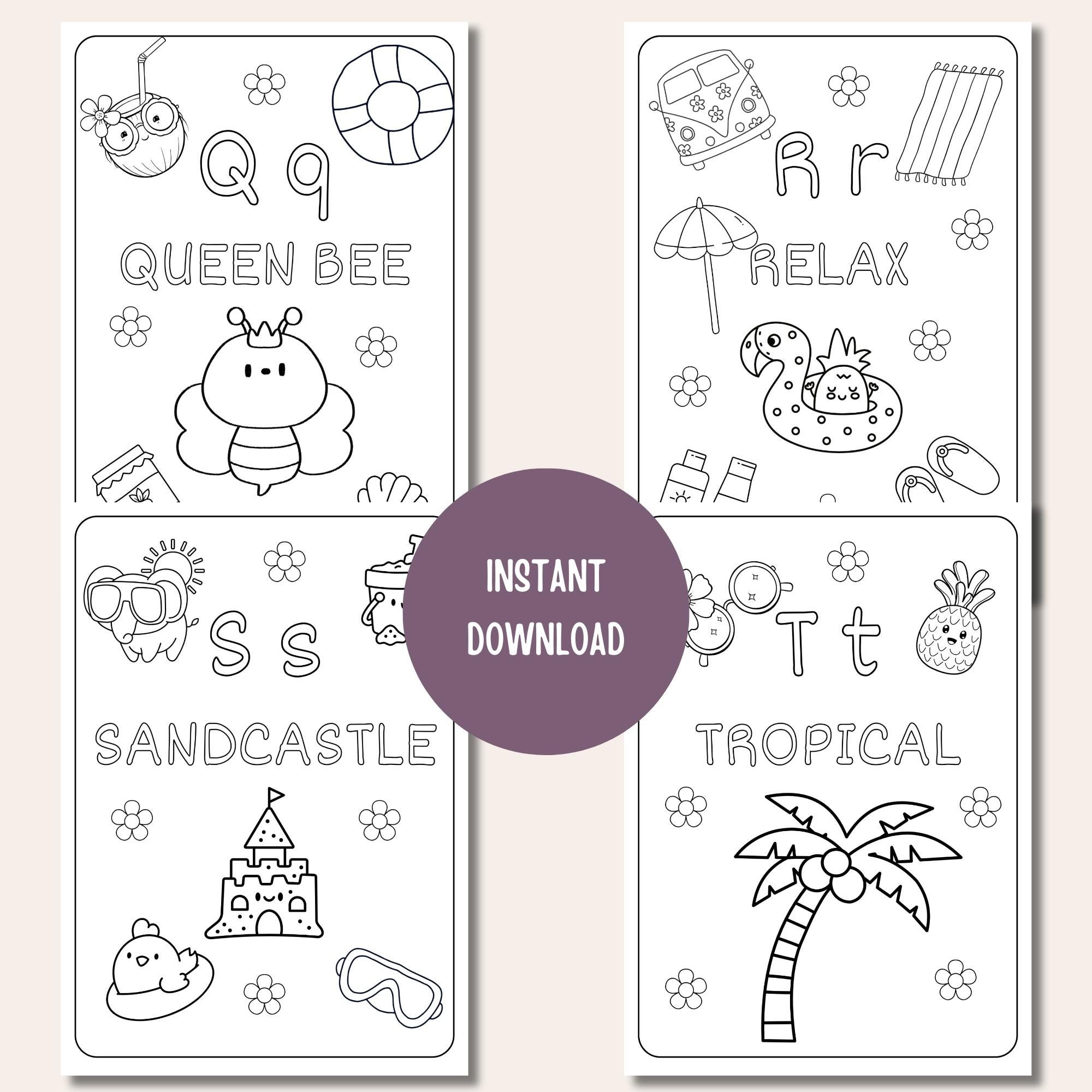 Summer Alphabet Coloring Book: A-Z Printable Kids Activity (PDF ...