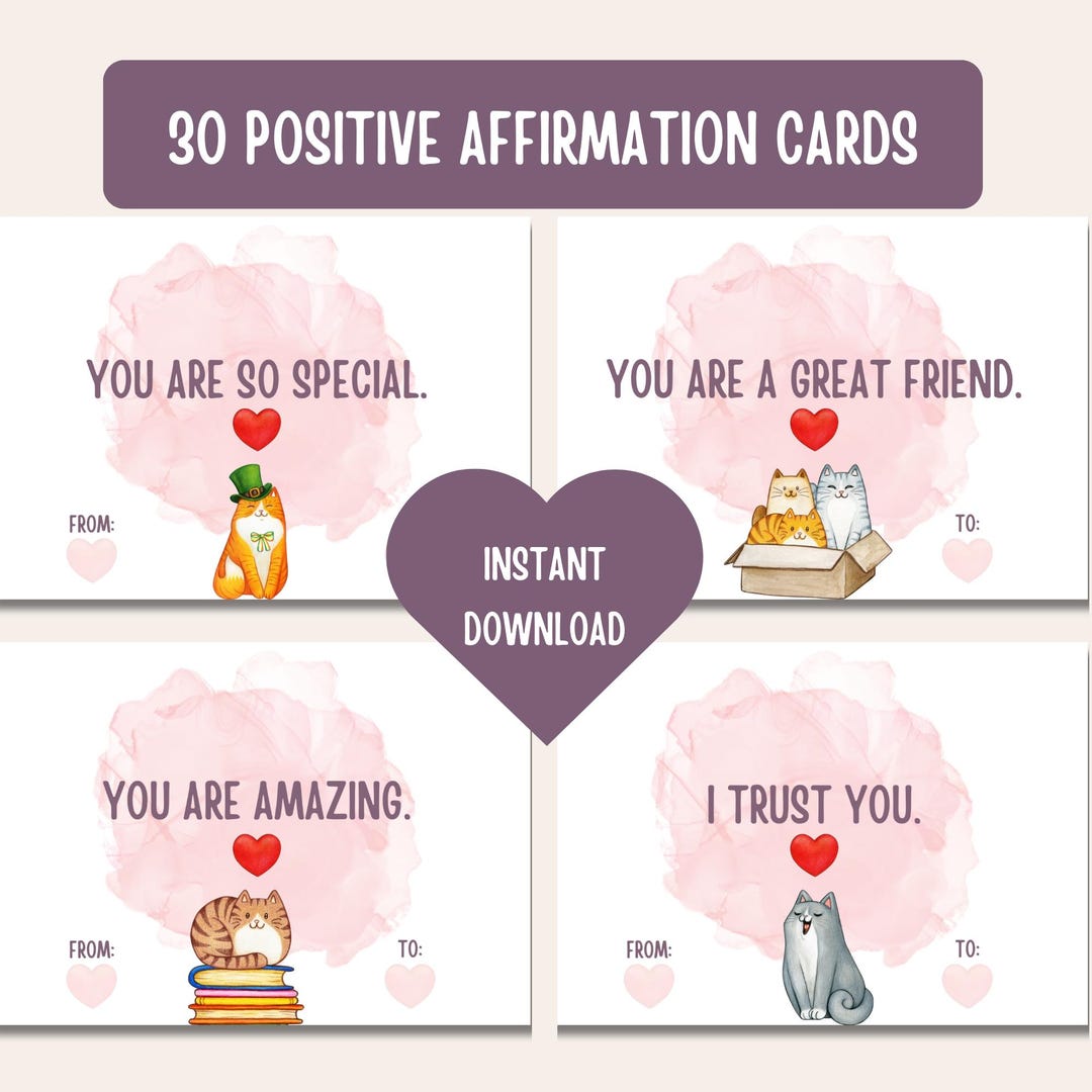 Printable Valentine’s Day Affirmation Cards, Instant Download ...