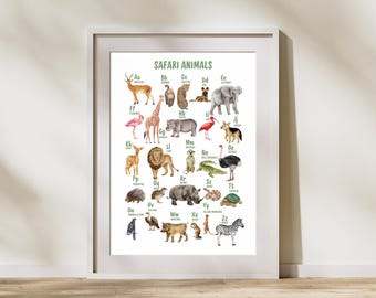 Safari Animal Alphabet Poster: ABC Nursery Art (digital Download) - Etsy