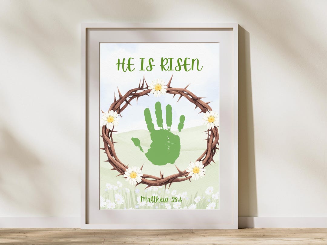 He is Risen Handprint Craft, Christian Easter Art Printable, Sunday ...