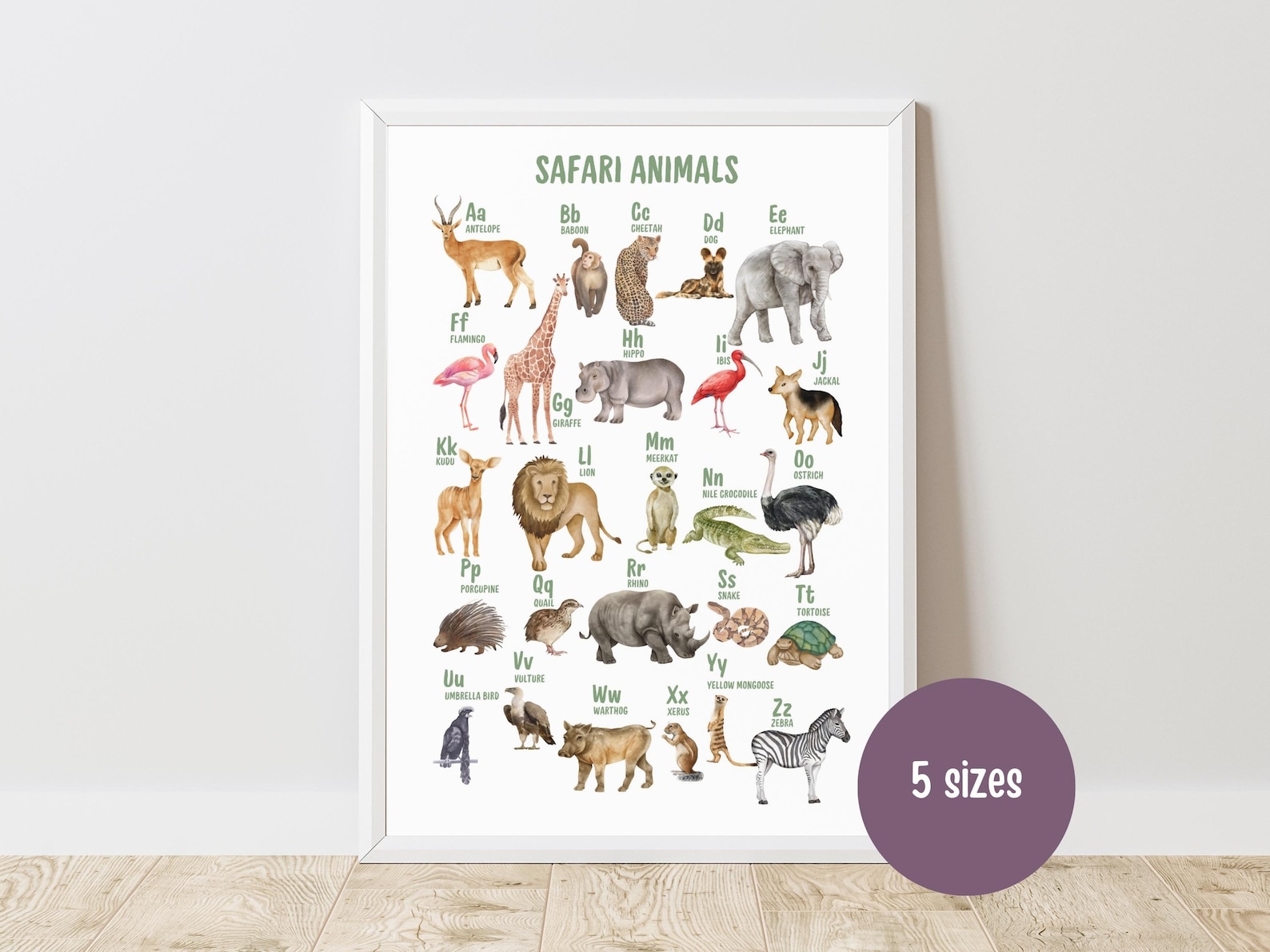 Safari Animal Alphabet Poster: Jungle ABC Nursery Art (digital Download ...