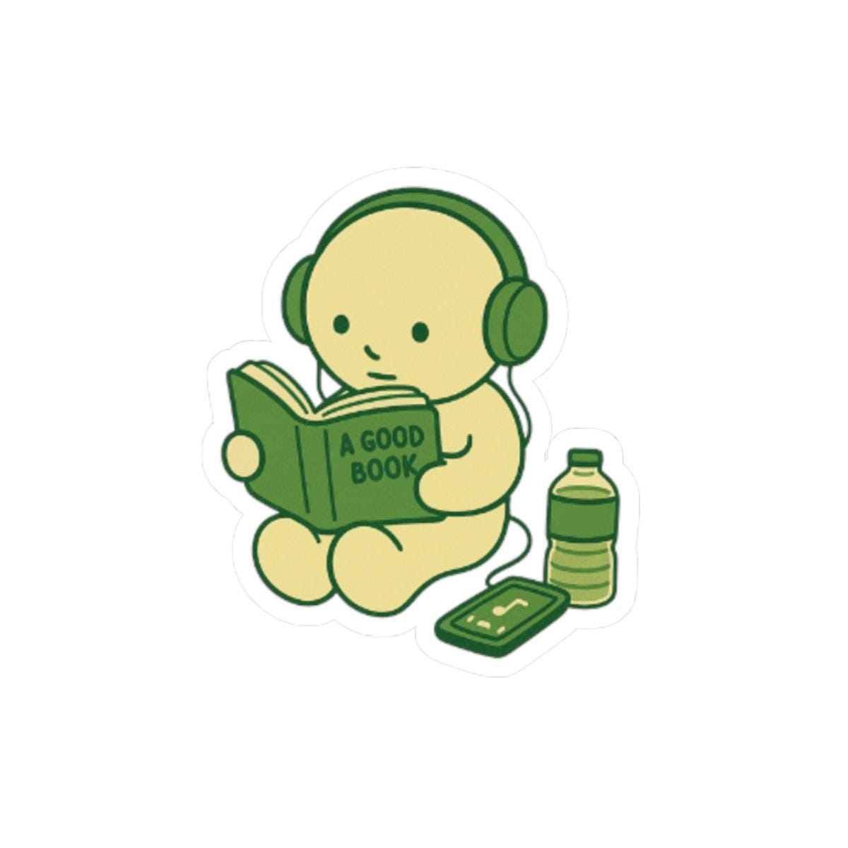 Smiski Reading Sticker, Little Green Guy, Cute Smiski, Character ...