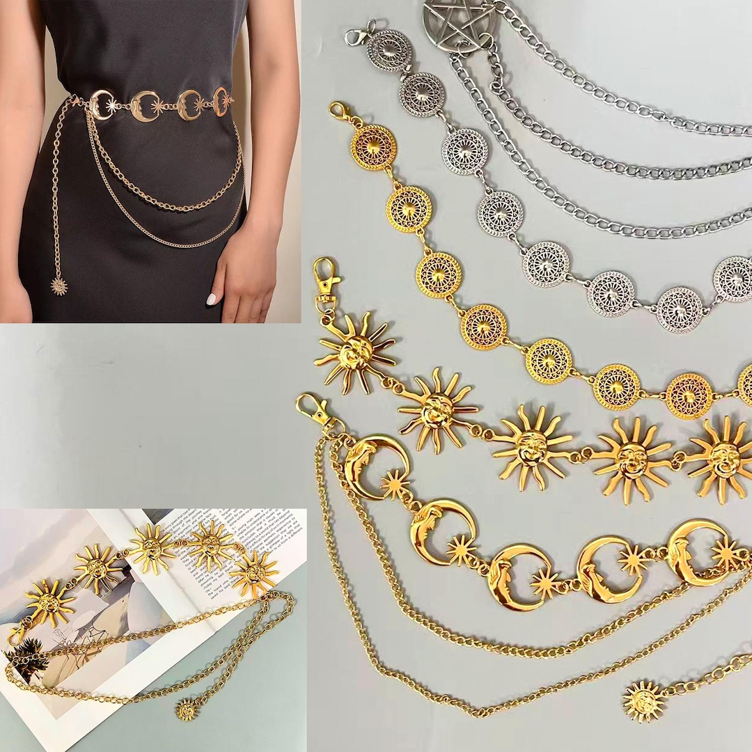Metal Crescent Moon and Star Belt,vintage Vibe Costume Jewelry,fashion ...