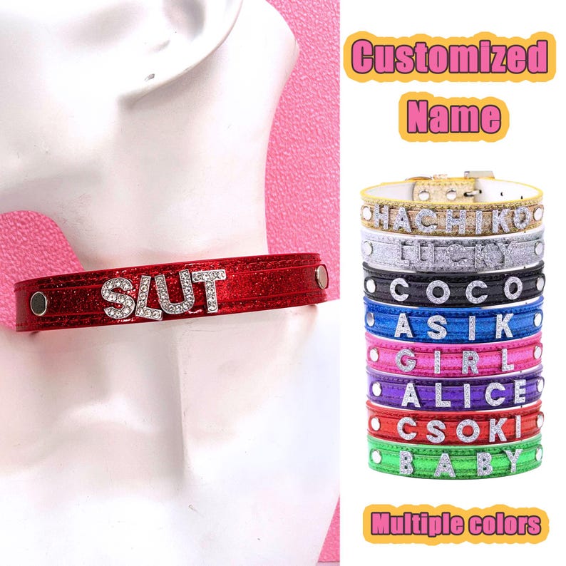 Customized Human Collar, Dirty Word Choker, Diamond Letter Multi-color ...
