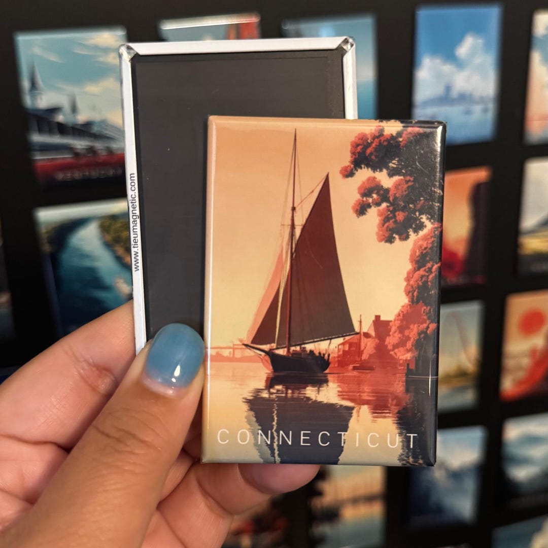 Connecticut State Magnet: Mystic Seaport Magnet Inspired Travel Poster ...