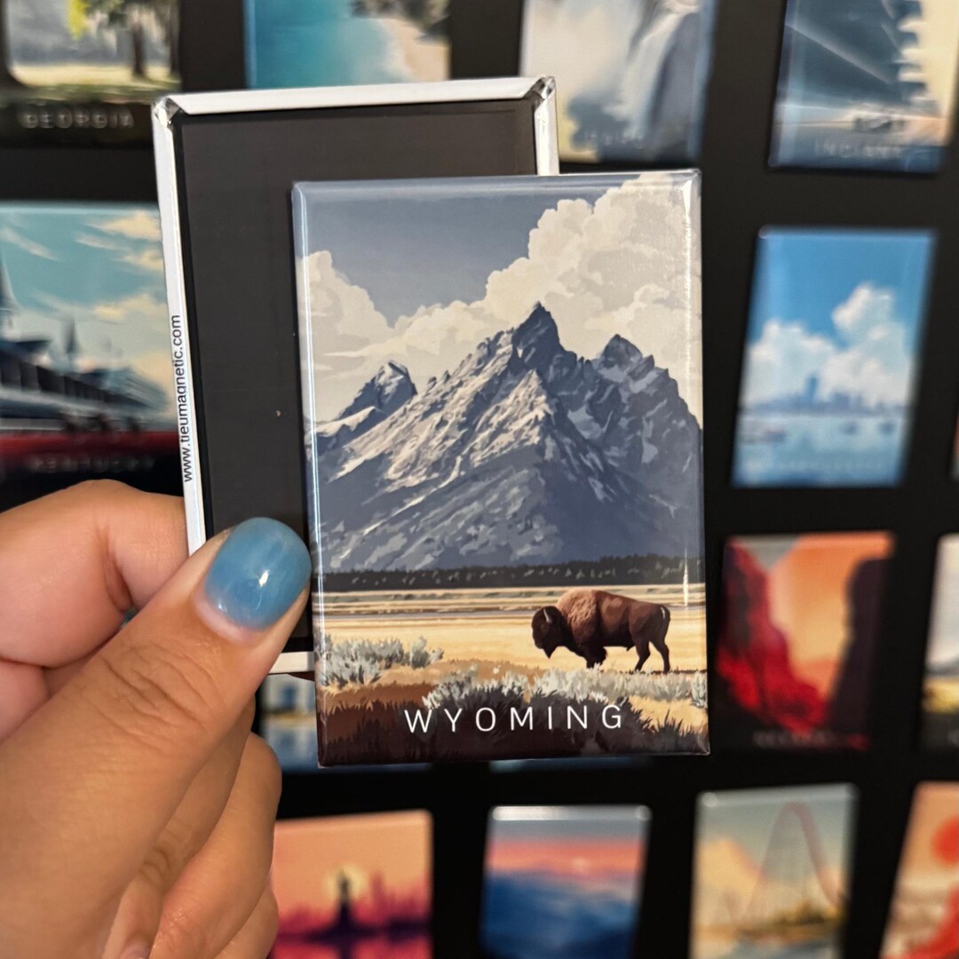 Wyoming State Magnet: Grand Teton Bison Magnet Inspired Travel Souvenir ...