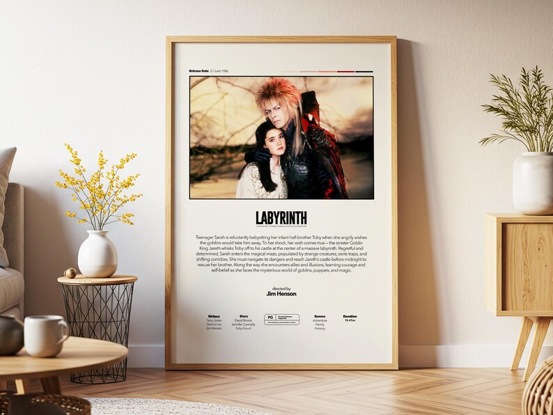 Labyrinth Poster, Movie Print, Retro Wall Art, Vintage Film Decor ...