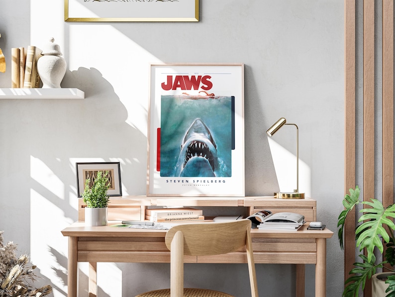 Jaws Movie Poster: Retro Film Print, Minimalist Wall Art - Etsy