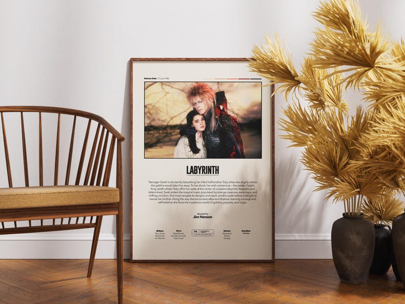 Labyrinth Poster, Movie Print, Retro Wall Art, Vintage Film Decor ...